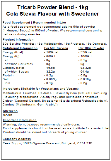 Buy Tricarb Powder | Peak Supps® | UK Supplements