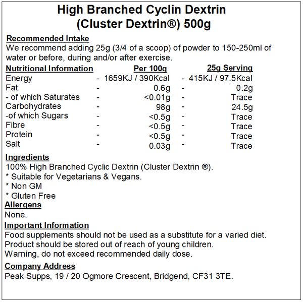 Buy Cluster Dextrin® | Peak Supps® | UK Supplements